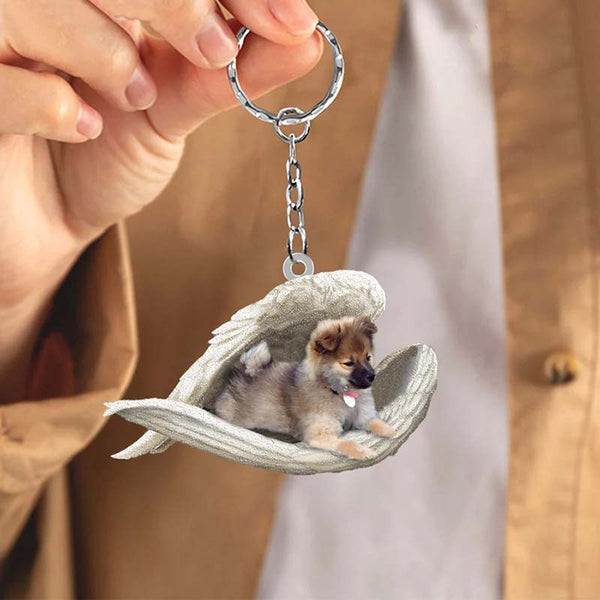 Sleeping Angel Acrylic Keychain Wolf Sable Pomeranian SA165 - FreedPick