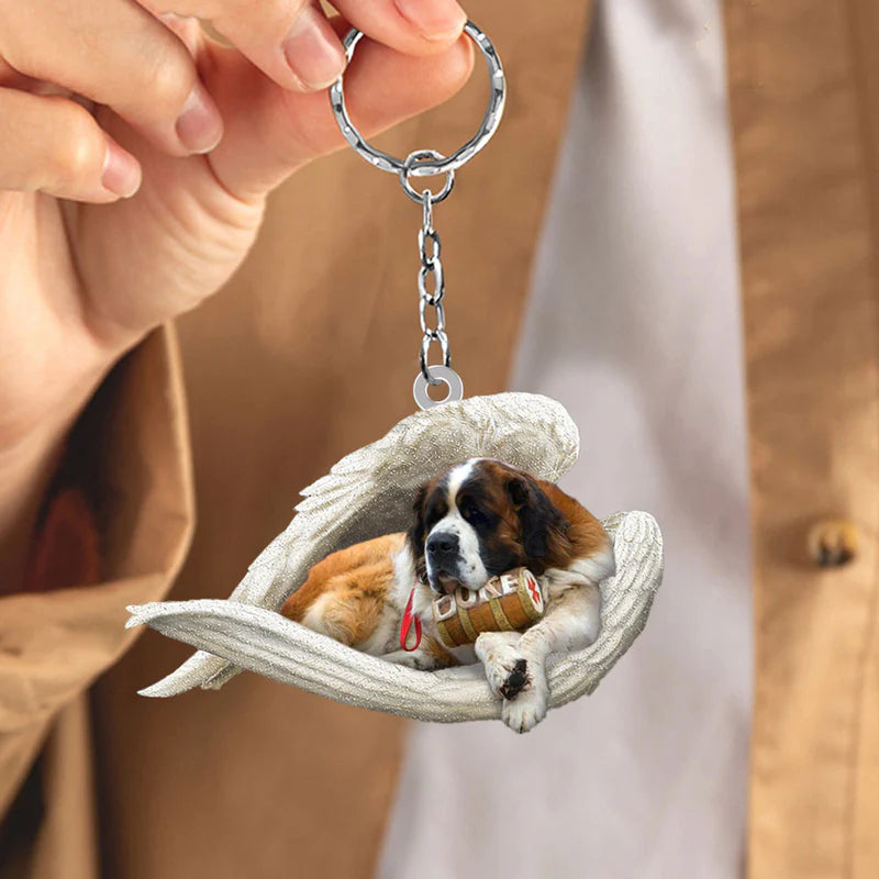Sleeping Angel Acrylic Keychain St Bernard - FreedPick