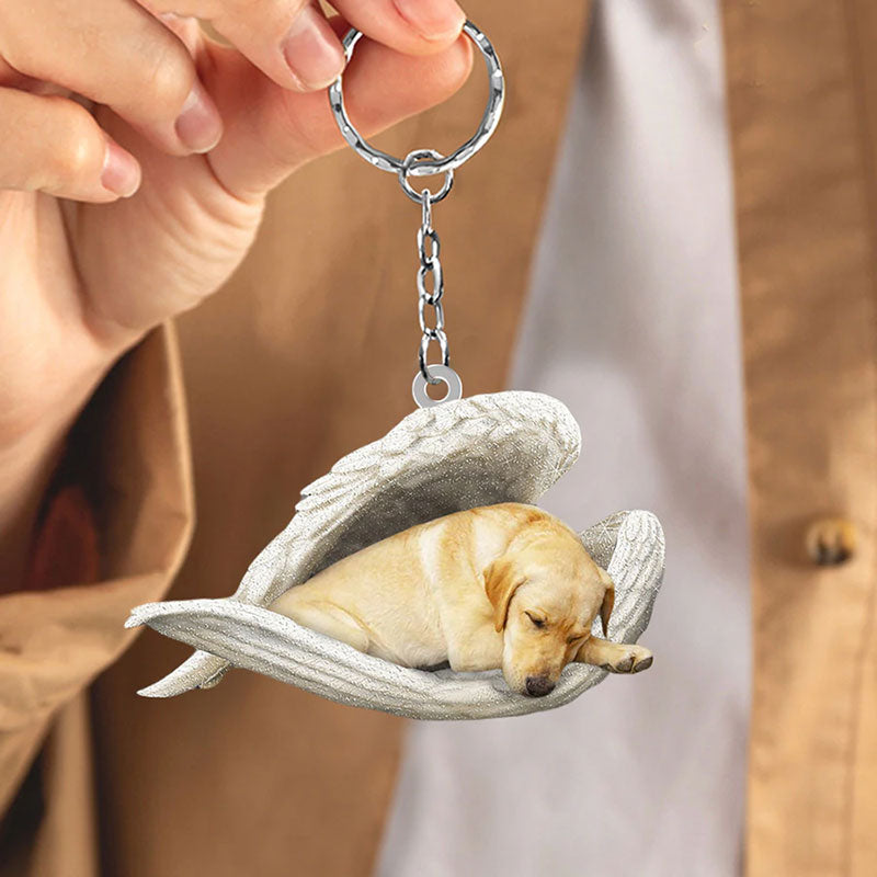 Sleeping Angel Acrylic Keychain Yellow Labrador - FreedPick