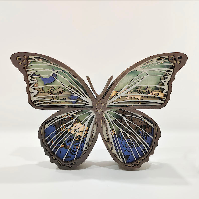 Blue Morpho Butterfly Carving Handcraft Gift - FreedPick